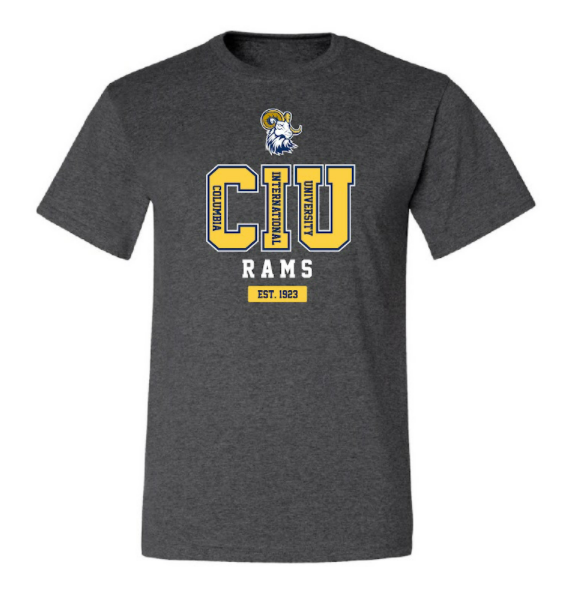 Blended Tee with CIU Rams, Black Heather – Columbia International Univ ...